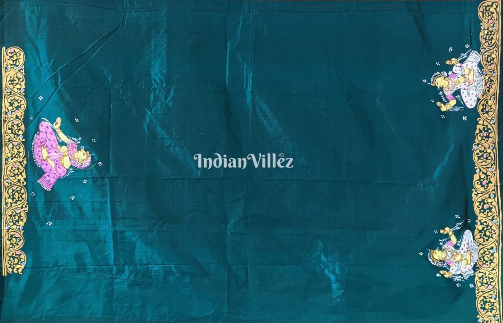 Orange Rama Green Doli Barat Design Pattachitra Saree – IndianVillèz