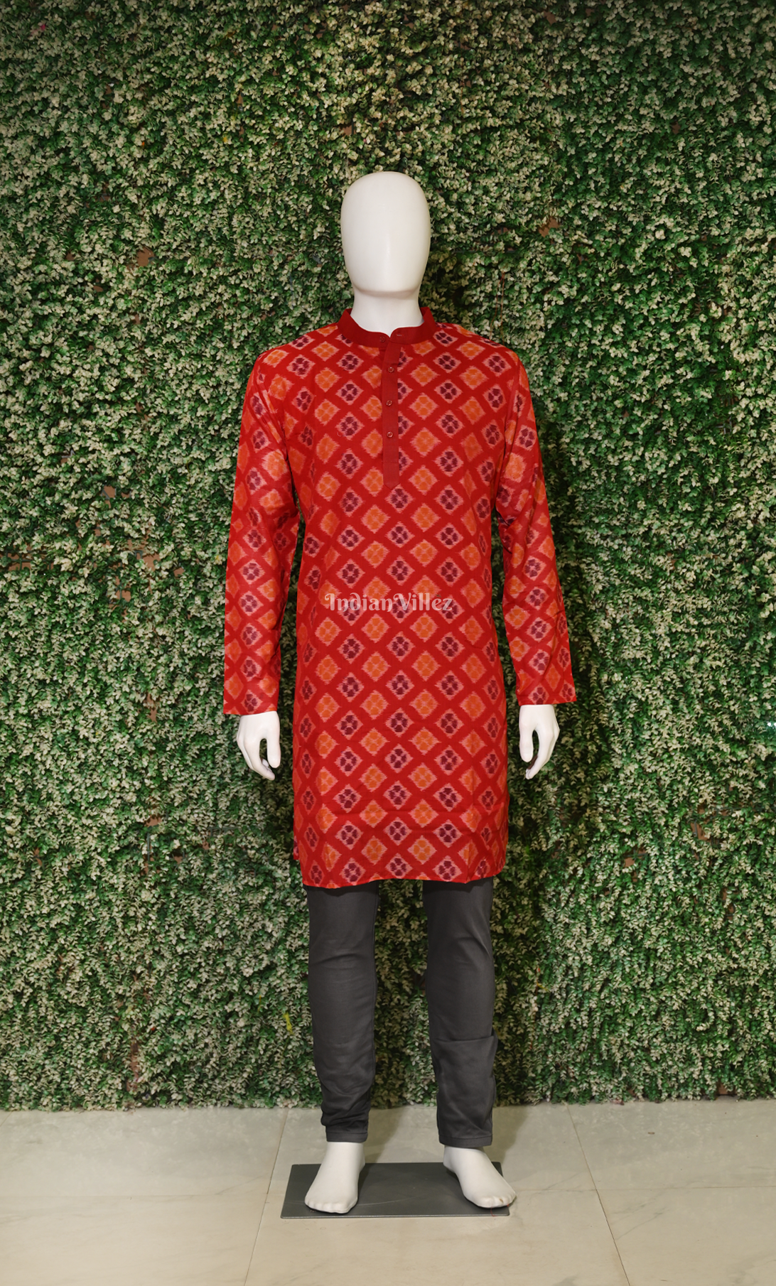 Red Odisha Ikat Sambalpuri Cotton Kurta For Men – IndianVillèz