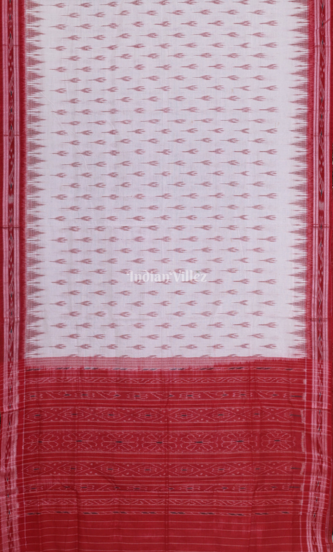 White Red Mayur Chandrika Odisha Ikat Maniabandha Cotton Saree ...