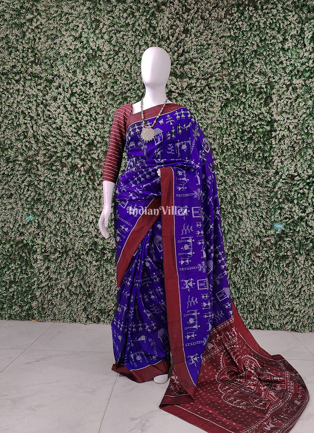 Blue Village Tribal Theme Contemporary Odisha Handloom Silk Saree ...