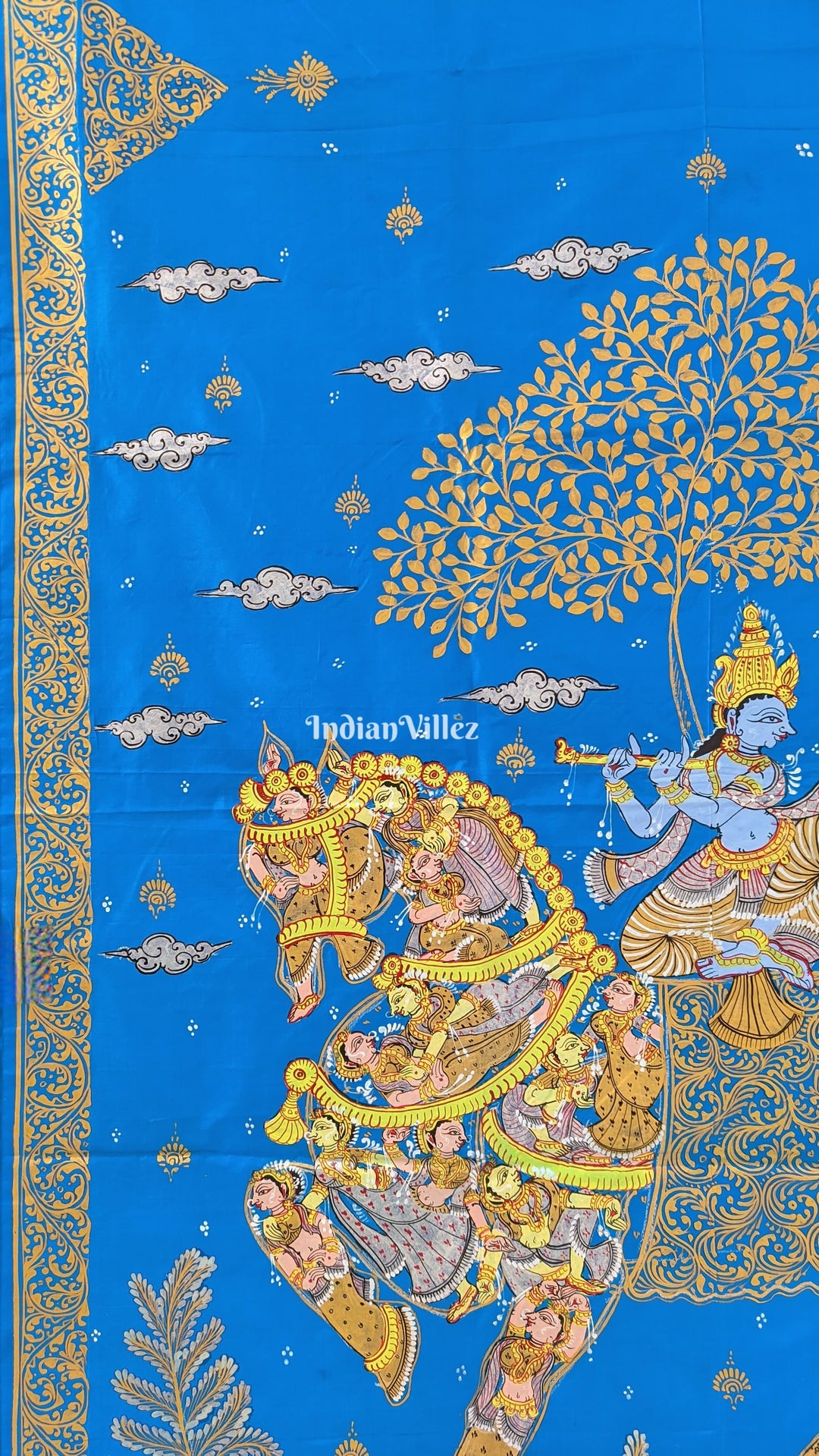 Copper Sulphate Kandarpa Ashwa (Horse) Pattachitra Silk Saree ...
