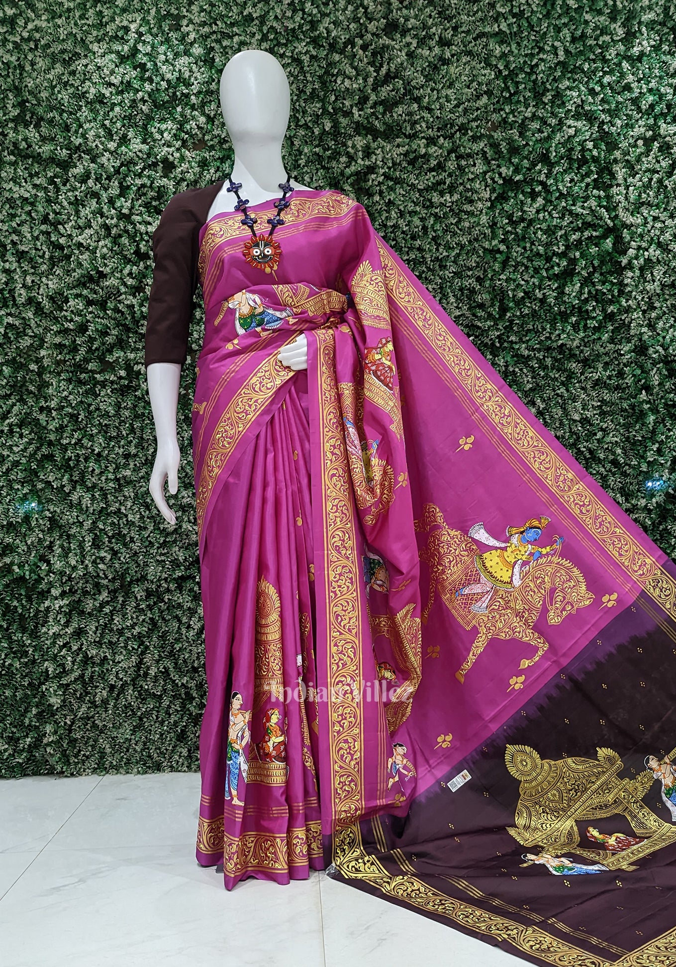 Coffee with Rani Pink Doli Barat /Palki Theme Pattachitra Silk Saree ...