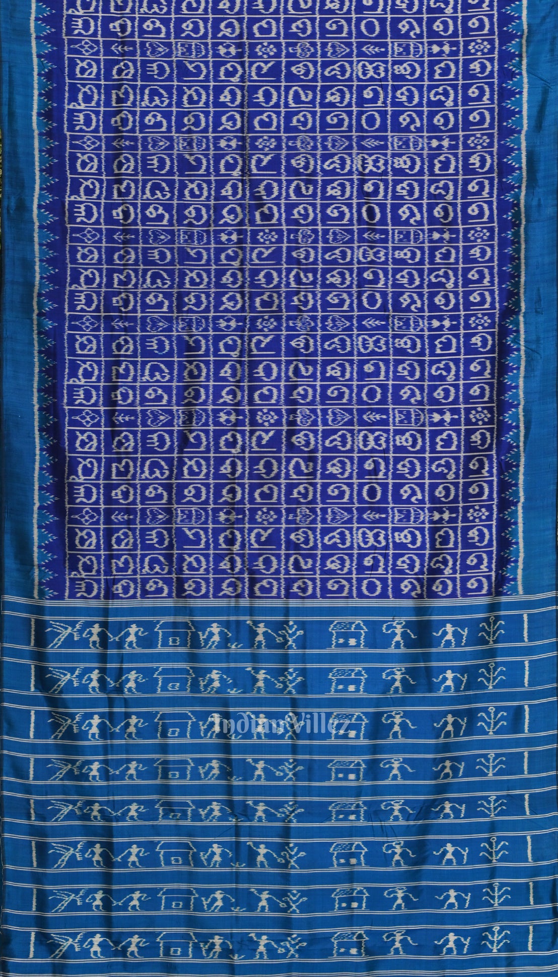 Royal Blue Odia Barnamala Designer Contemporary Silk Saree – IndianVillèz