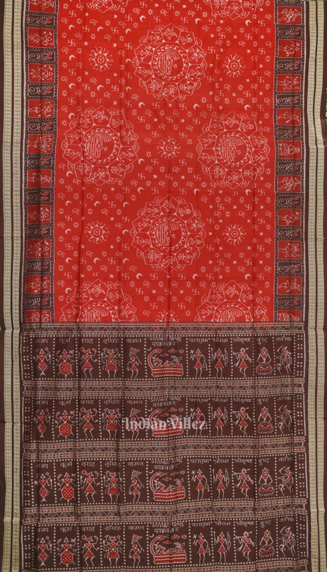 Red Odisha State Award Winning Dasaabatar Theme Sambalpuri Silk Saree ...