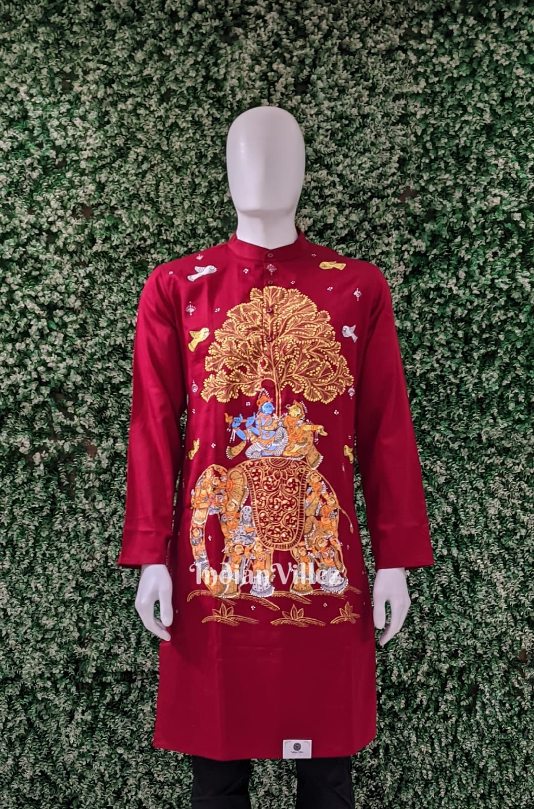 Red Kandarpa Hasti Hand-Painted Pattachitra Kurta – IndianVillèz