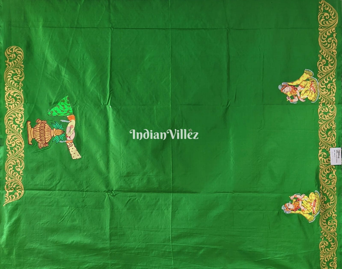 Dark Green Doli Barat & Marriage Theme Hand-Painted Pattachitra Saree ...