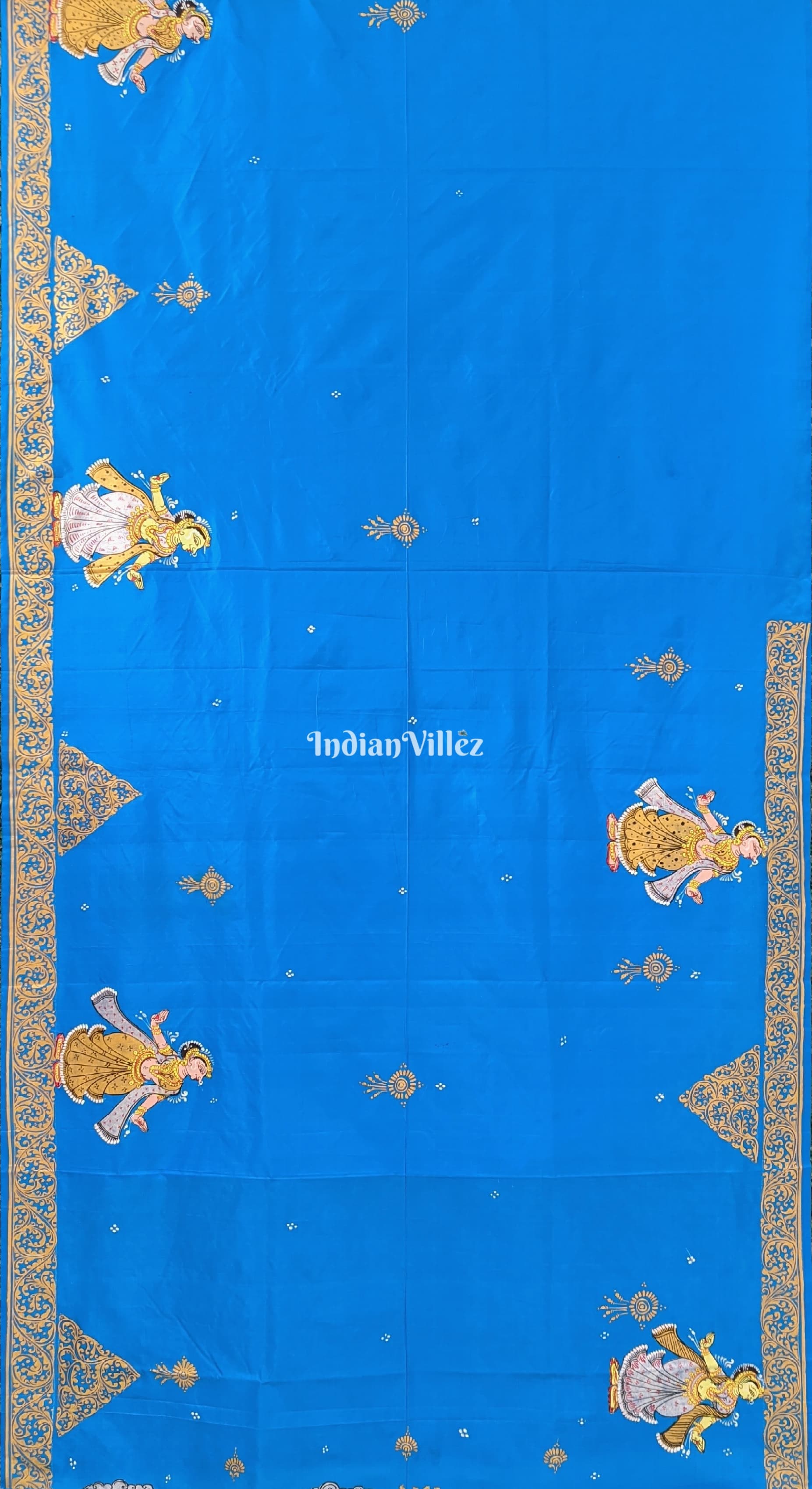 Copper Sulphate Kandarpa Ashwa (Horse) Pattachitra Silk Saree ...