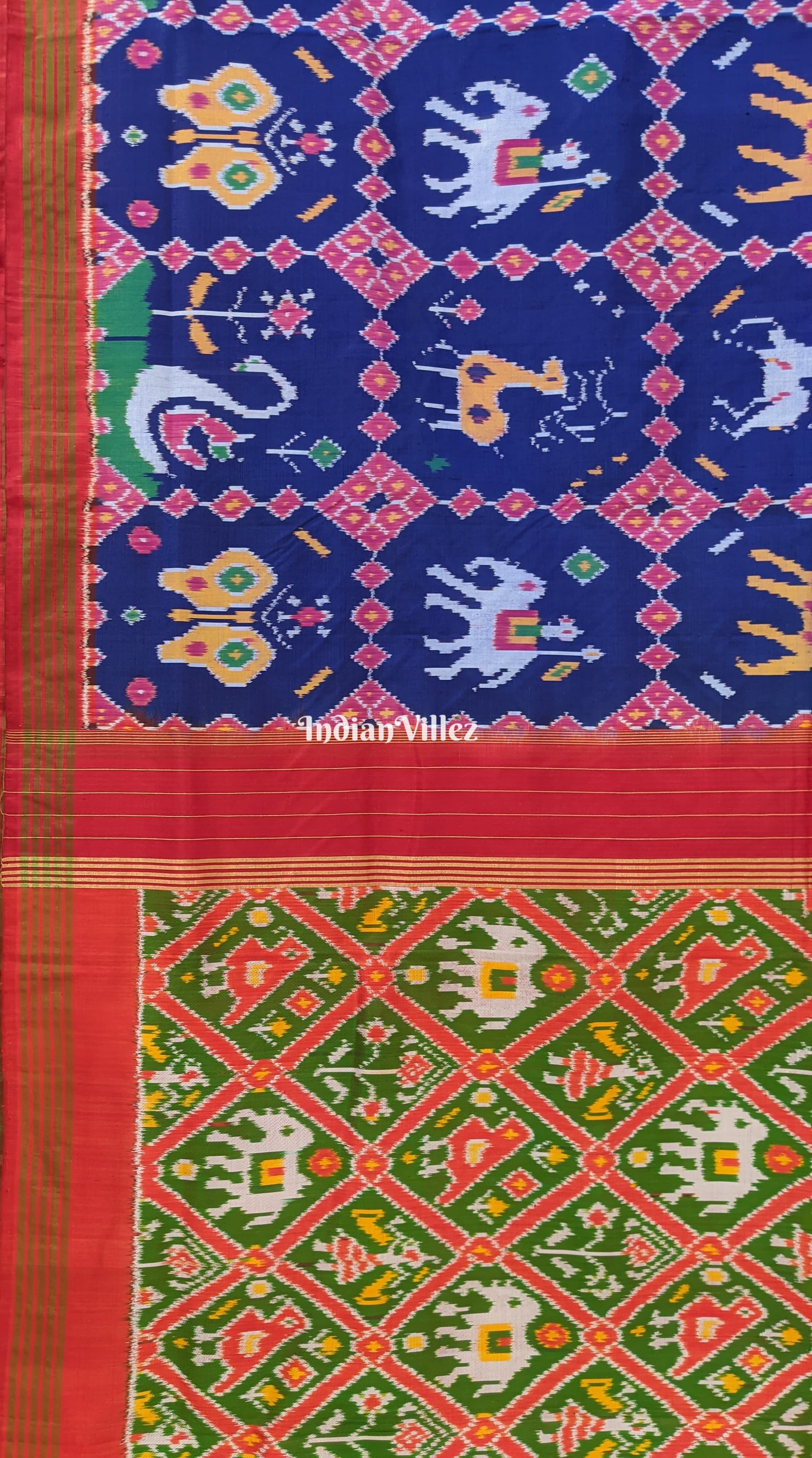 Blue Colour With Jungle Animals Theme Pochampally Ikat Silk Saree ...
