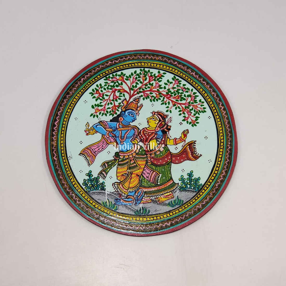 Radha Krishna Hand-painted Pattachitra Wall Plate (GI-Tag Handicraft ...