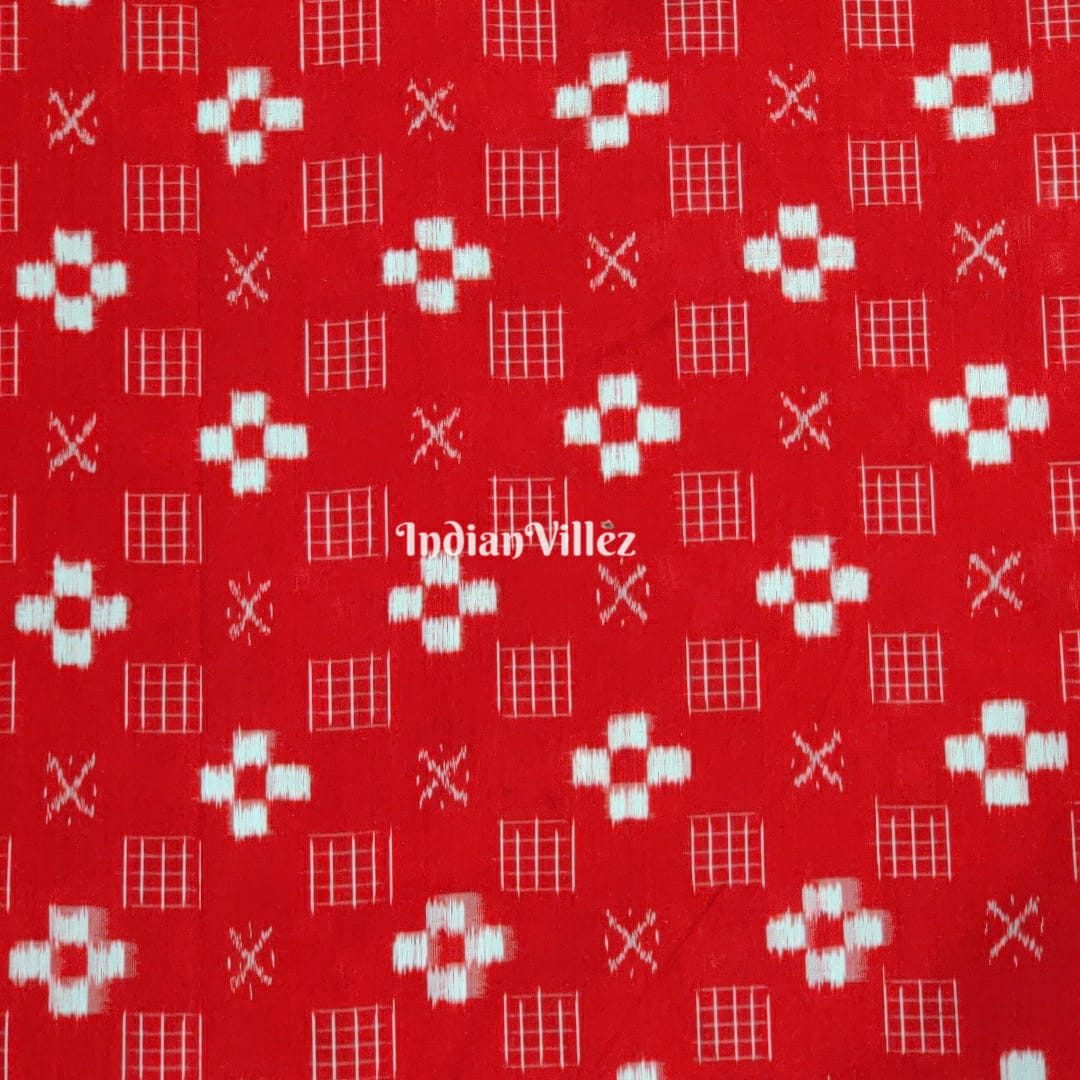 Red Pasapalli Motif Odisha Ikat Sambalpuri Silk Fabric – IndianVillèz