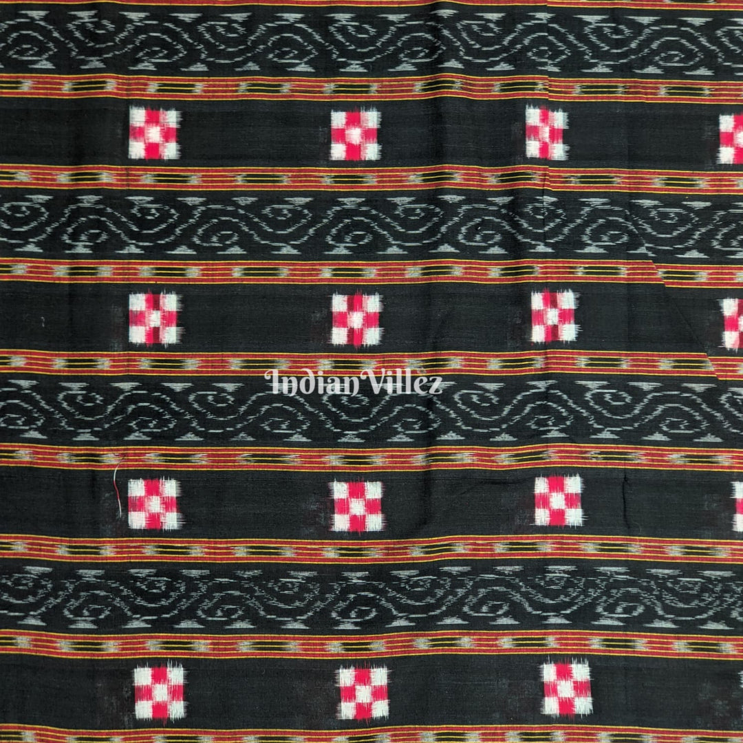 Black Pasapali Motif Odisha Ikat Sambalpuri Cotton Fabric – IndianVillèz