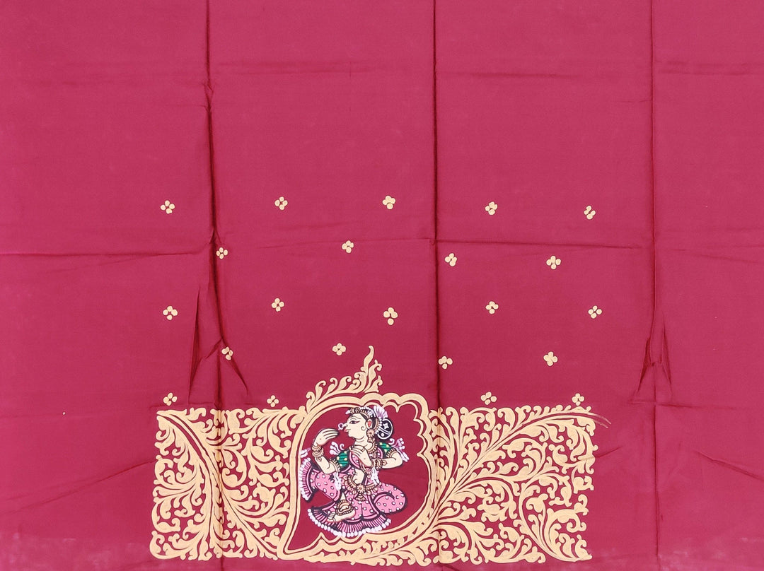 || शंख || Maroon Sankha (Shell) Pattachitra Saree – IndianVillèz