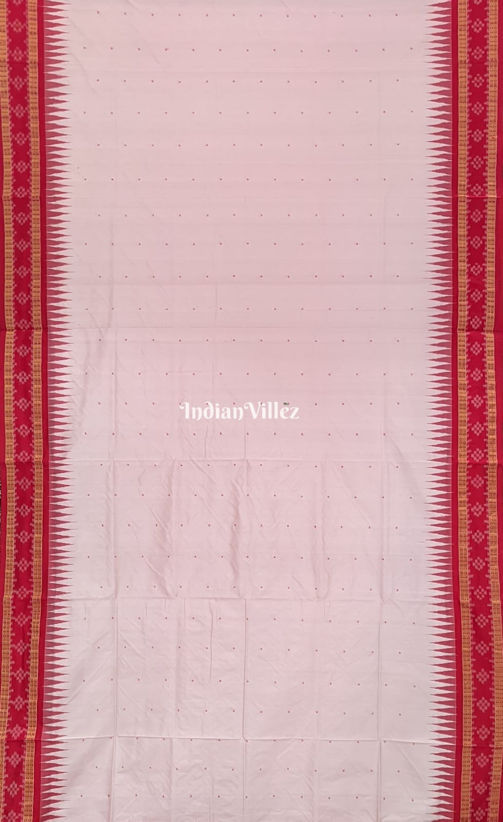 Pinkish White Border Pasapali Sambalpuri Silk Saree with Tissue Anchal ...